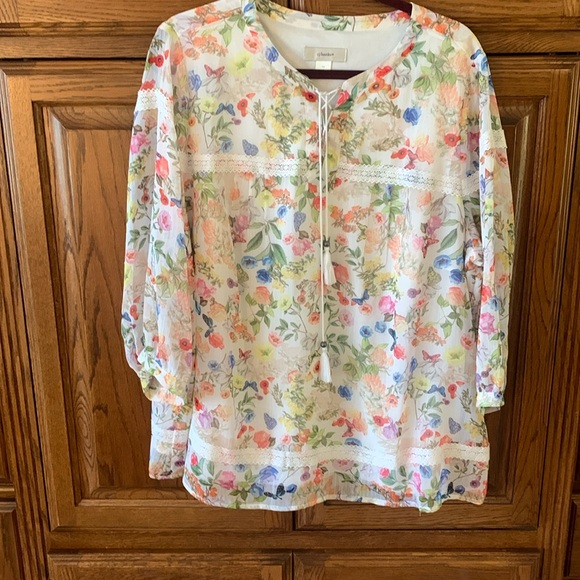 CJ Banks | Tops | Cj Banks Floral Lined Peasant Topblouse X | Poshmark